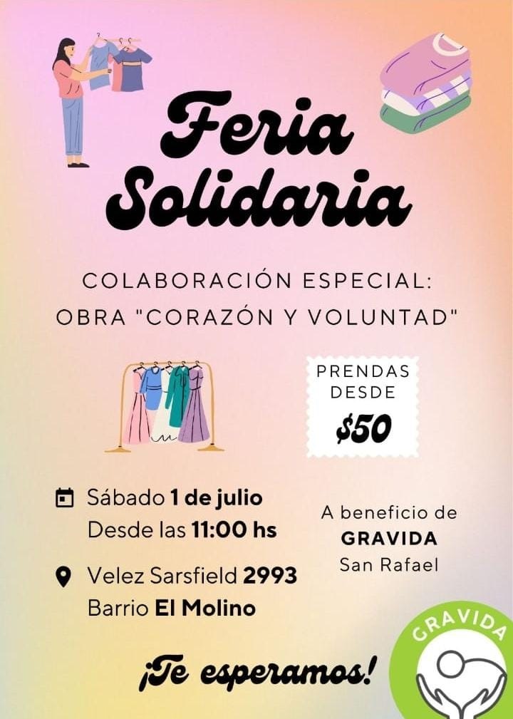 Gravida y la Obra Corazón y Voluntad realizarán una feria solidaria con precios súper accesibles ...