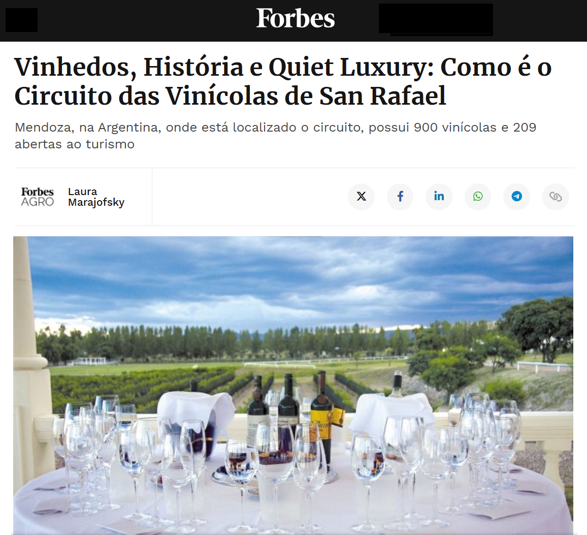 Forbes Brasil destacó el circuito de bodegas y los vinos de San Rafael ...